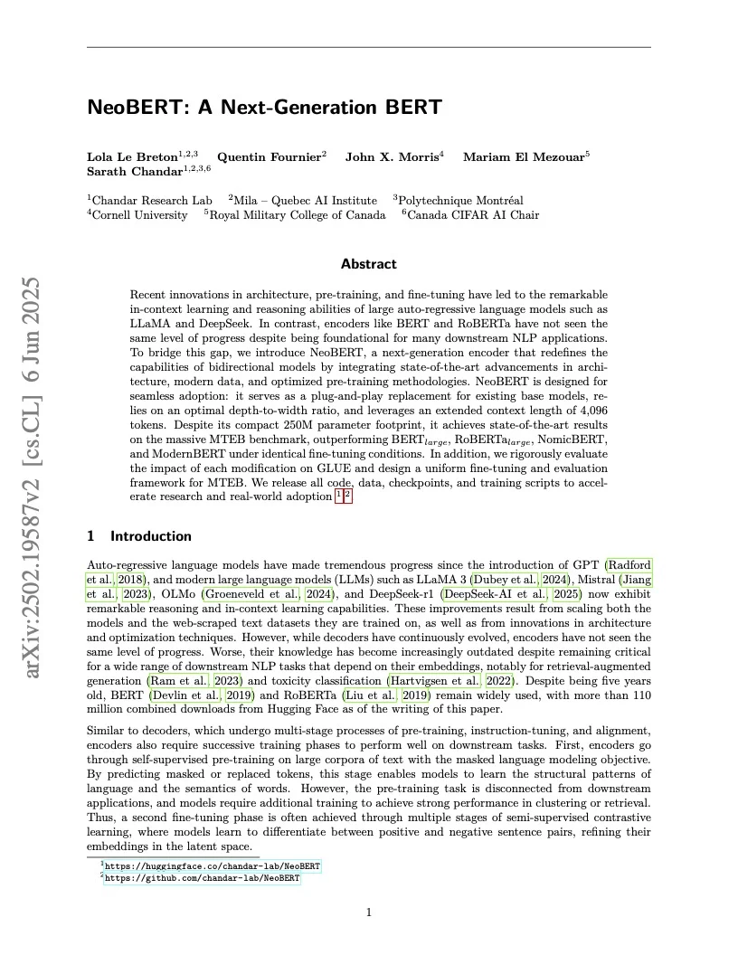 NeoBERT: A Next-Generation BERT – Leonie Monigatti